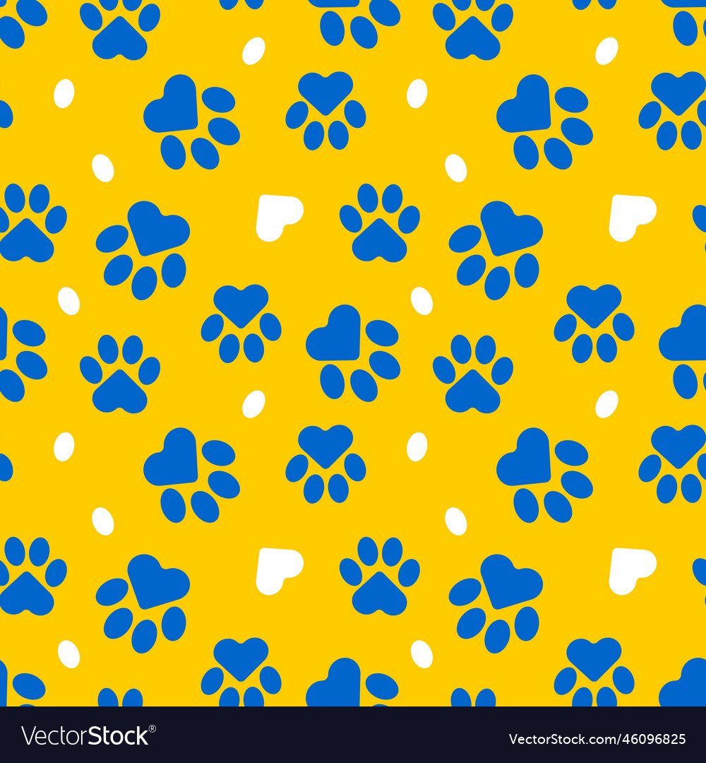 Paws blue pattern Royalty Free Vector Image - VectorStock