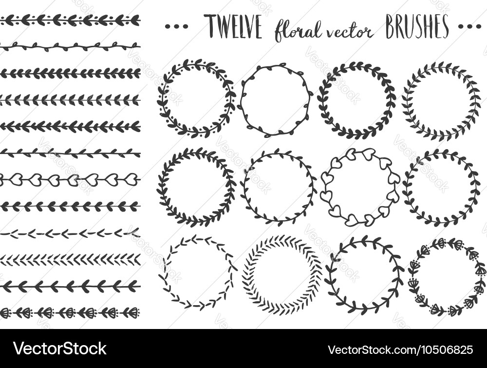 Round floral wreaths Royalty Free Vector Image