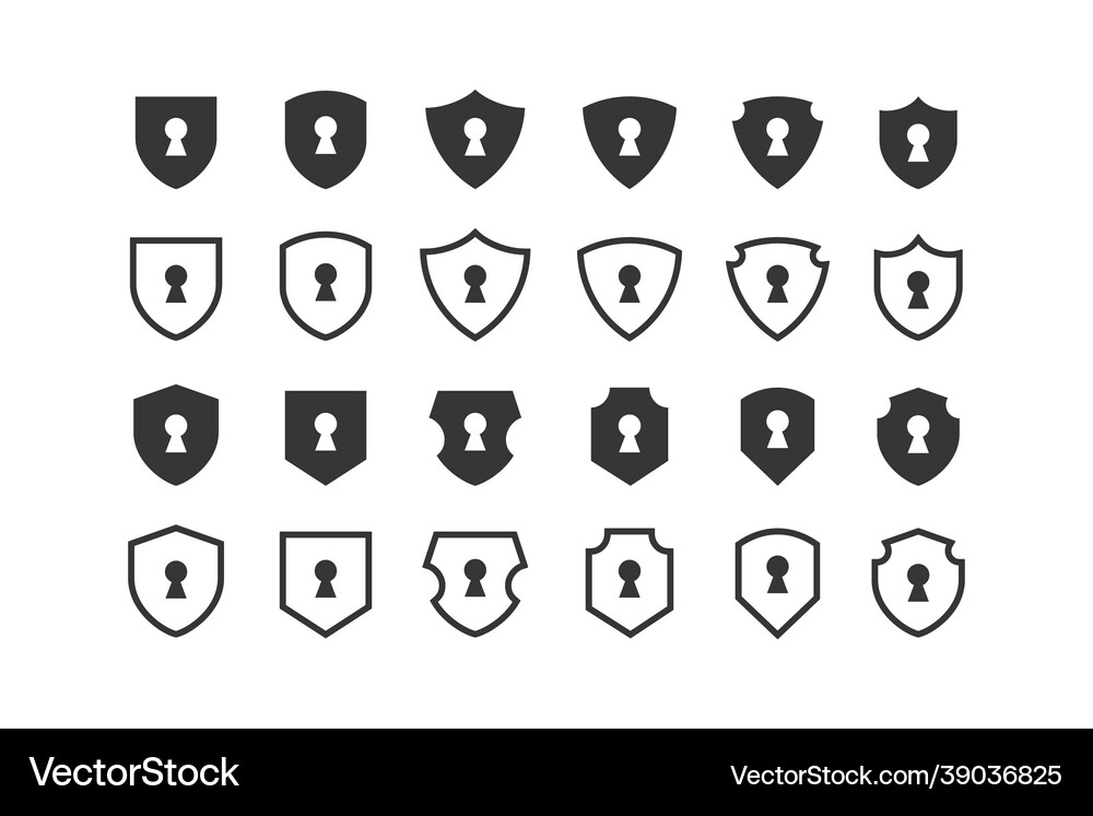 Shield badge modern flat collection for business Vector Image