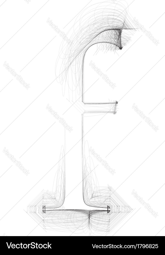 Sketch font letter f Royalty Free Vector Image