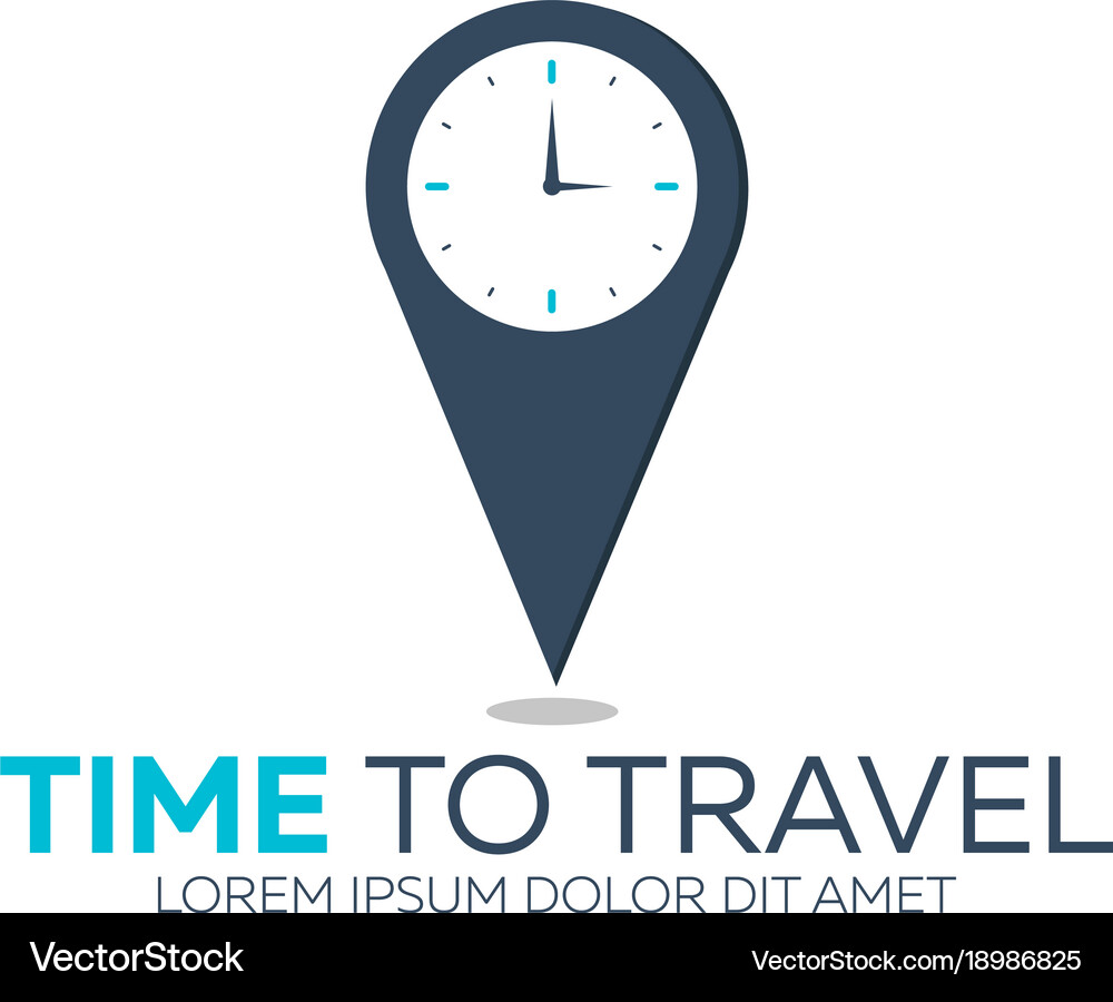 Time to travel logo flat Royalty Free Vector Image