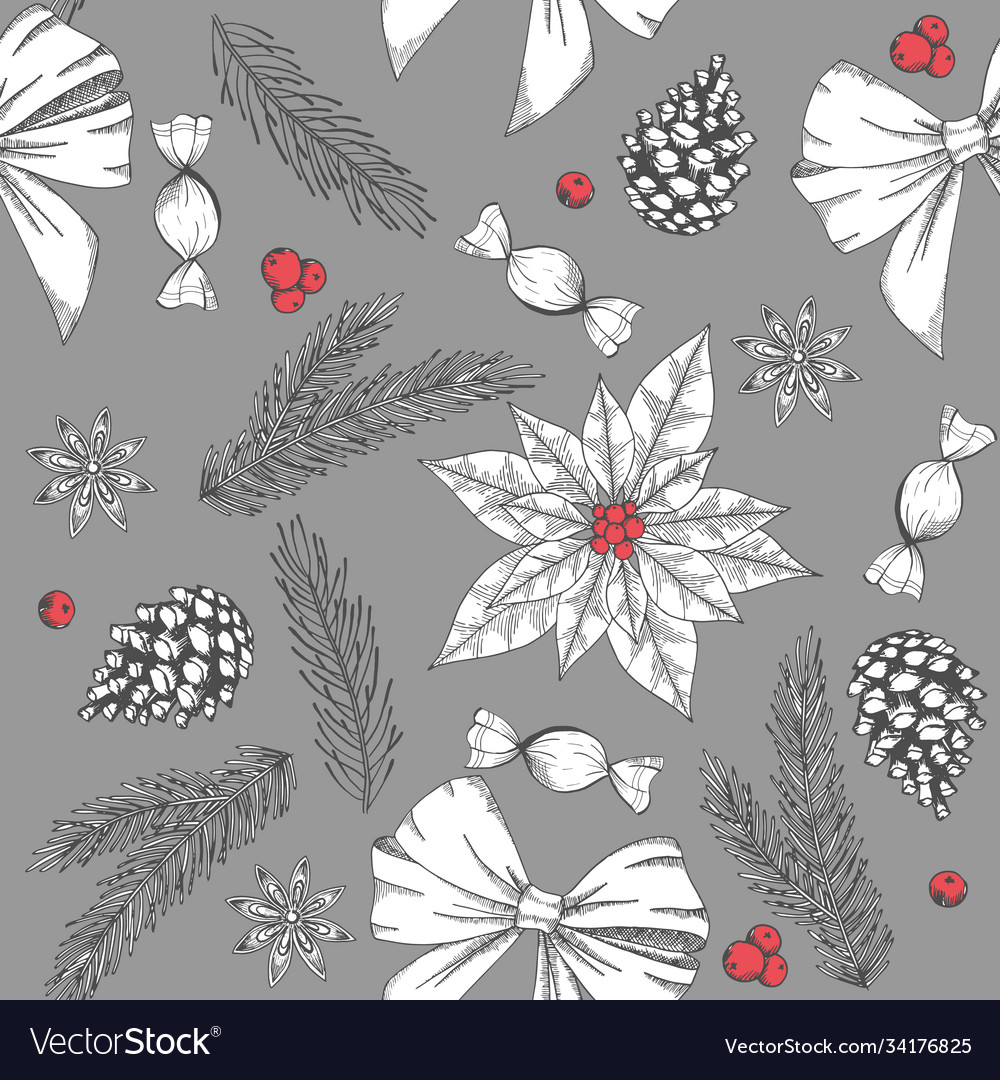 Vintage christmas seamless Royalty Free Vector Image