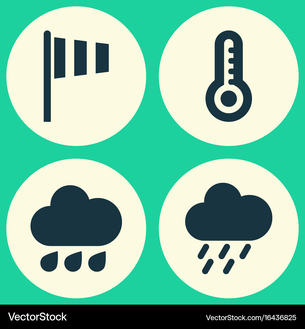 Weather icons set collection flag temperature Vector Image