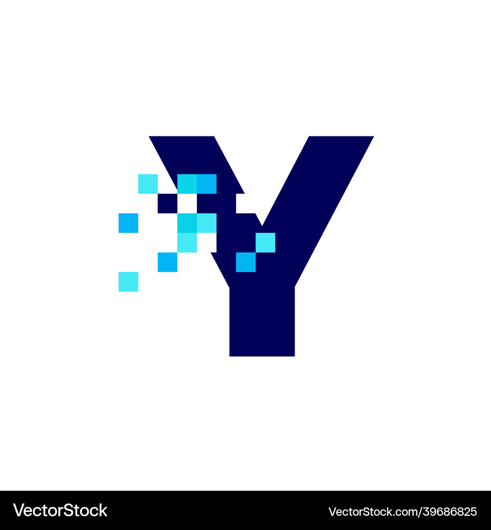 Y letter pixel mark digital 8 bit logo icon Vector Image