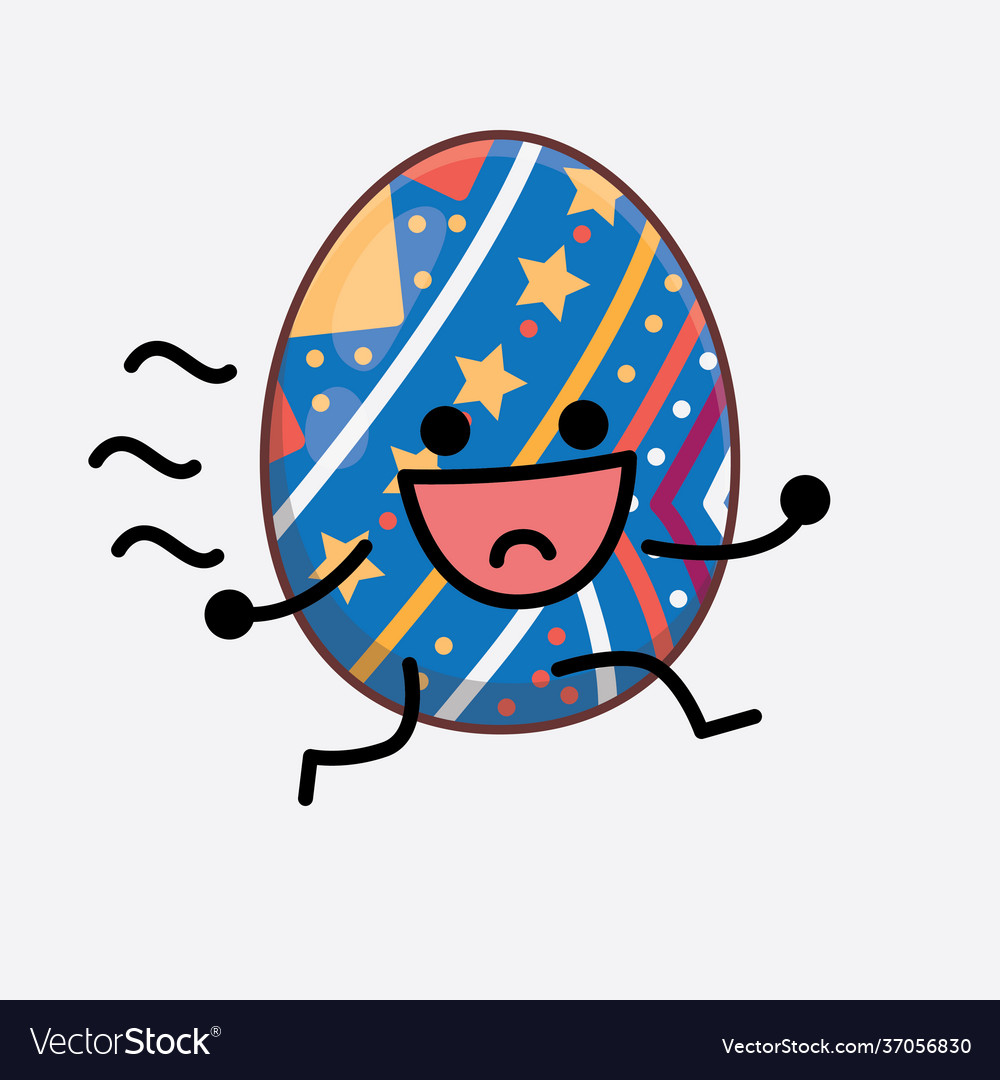 Easter egg cute character with simple face hands Vector Image