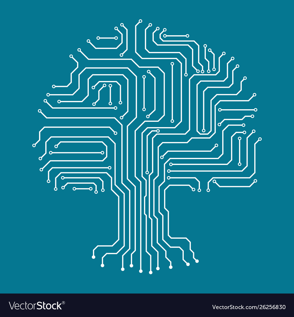 Electronic paths in form tree Royalty Free Vector Image