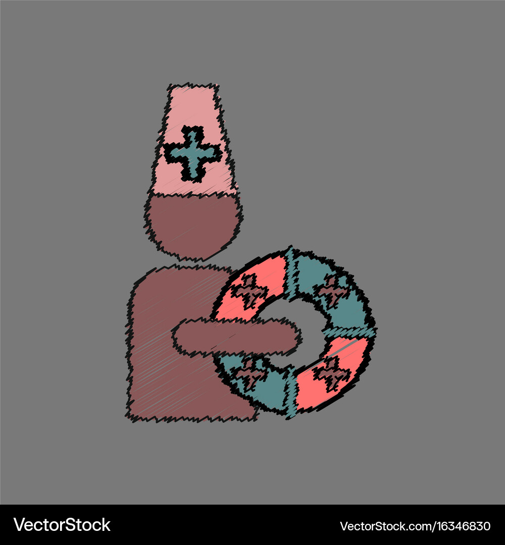 Flat shading style icon doctor with lifebuoy Vector Image