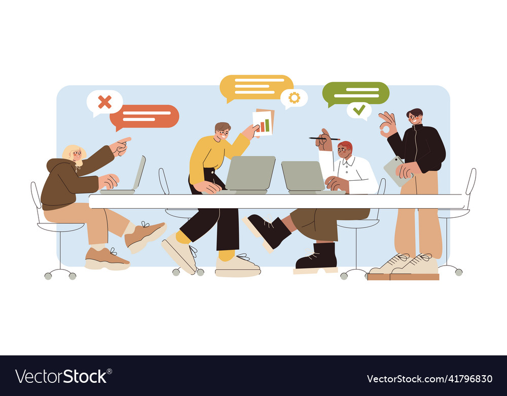 Hackathon technology with computer programmers Vector Image