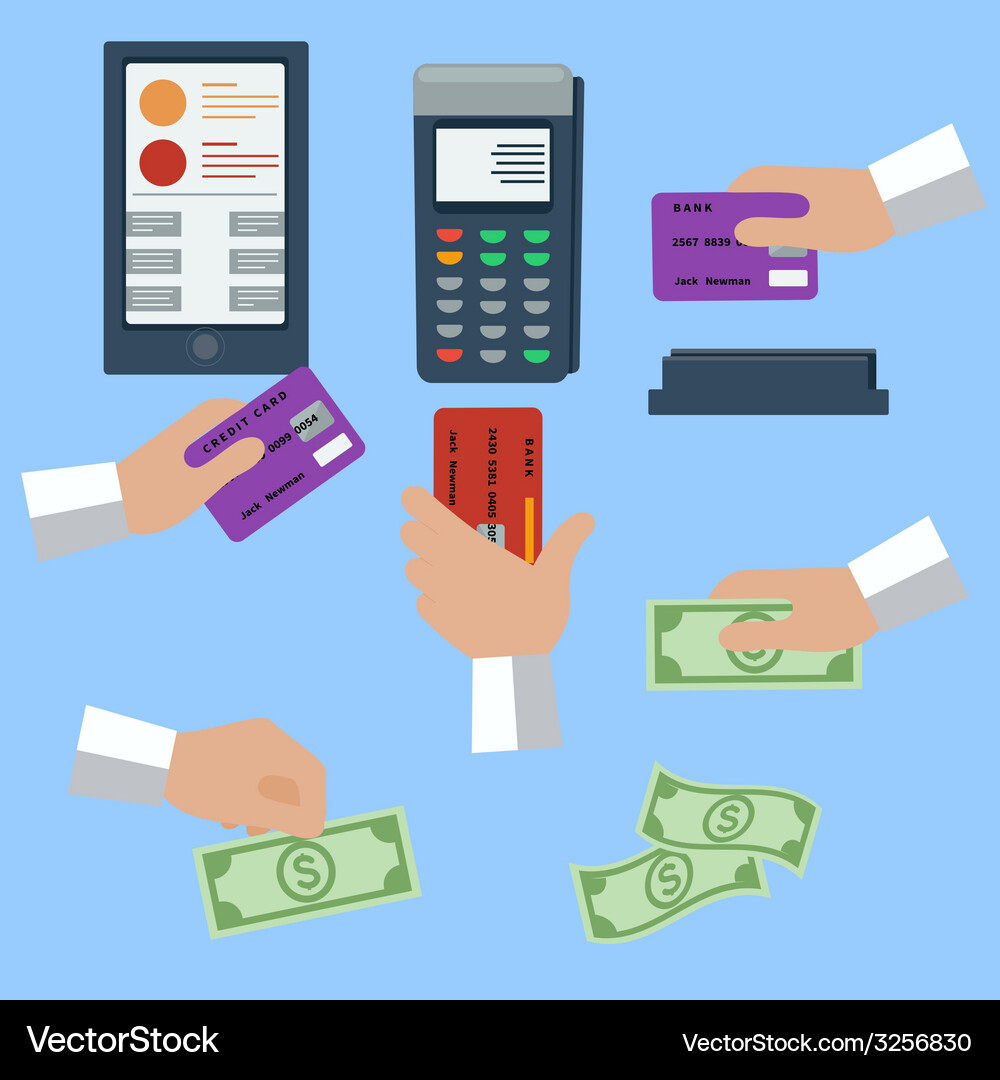 Icon set of cash and cashless payment methods Vector Image