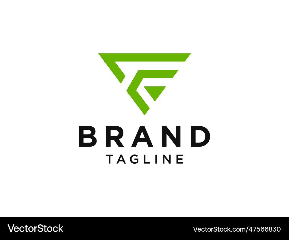 Initial letter f logo green geometric shape Vector Image