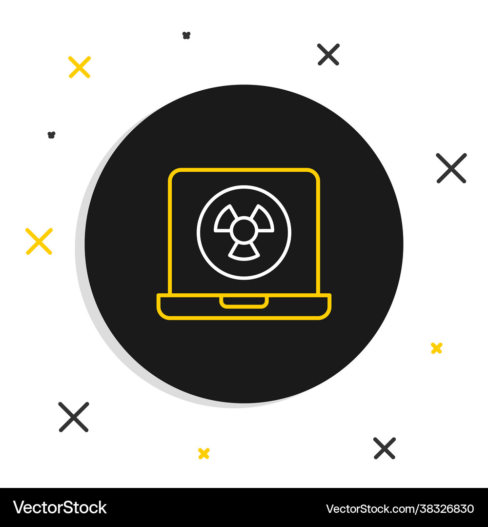 Line nuclear laptop icon isolated on white Vector Image