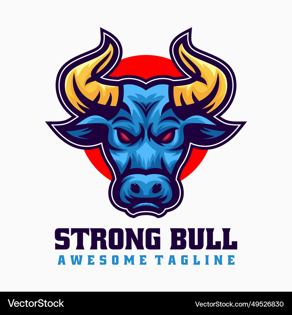 Logo strong bull simple mascot style Royalty Free Vector