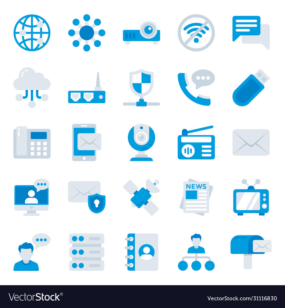 Pack networking flat icons Royalty Free Vector Image Pack networking flat icons Royalty Free Vector Image