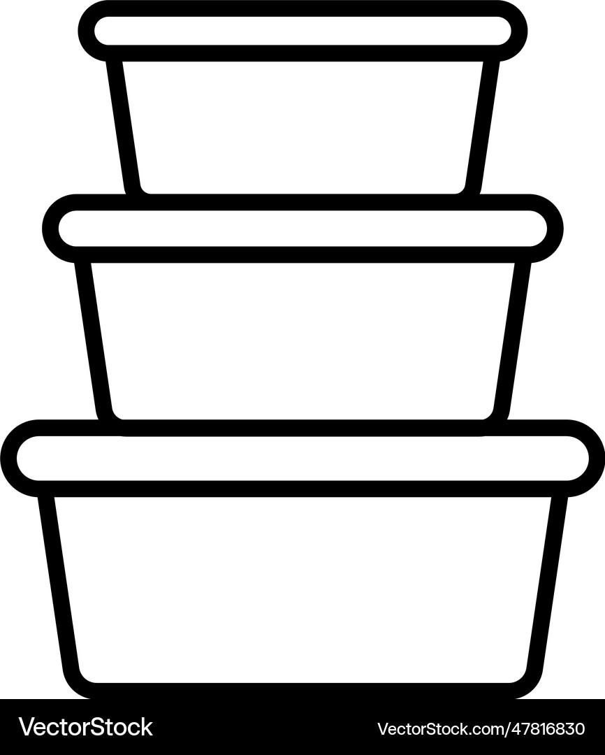 Plastic food containers outline style icon Vector Image