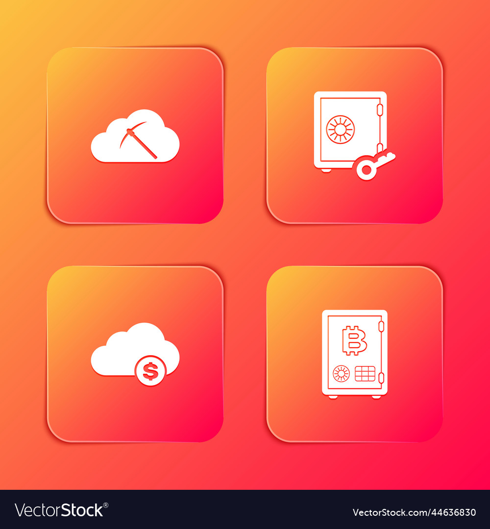 Set cryptocurrency cloud mining proof of stake Vector Image