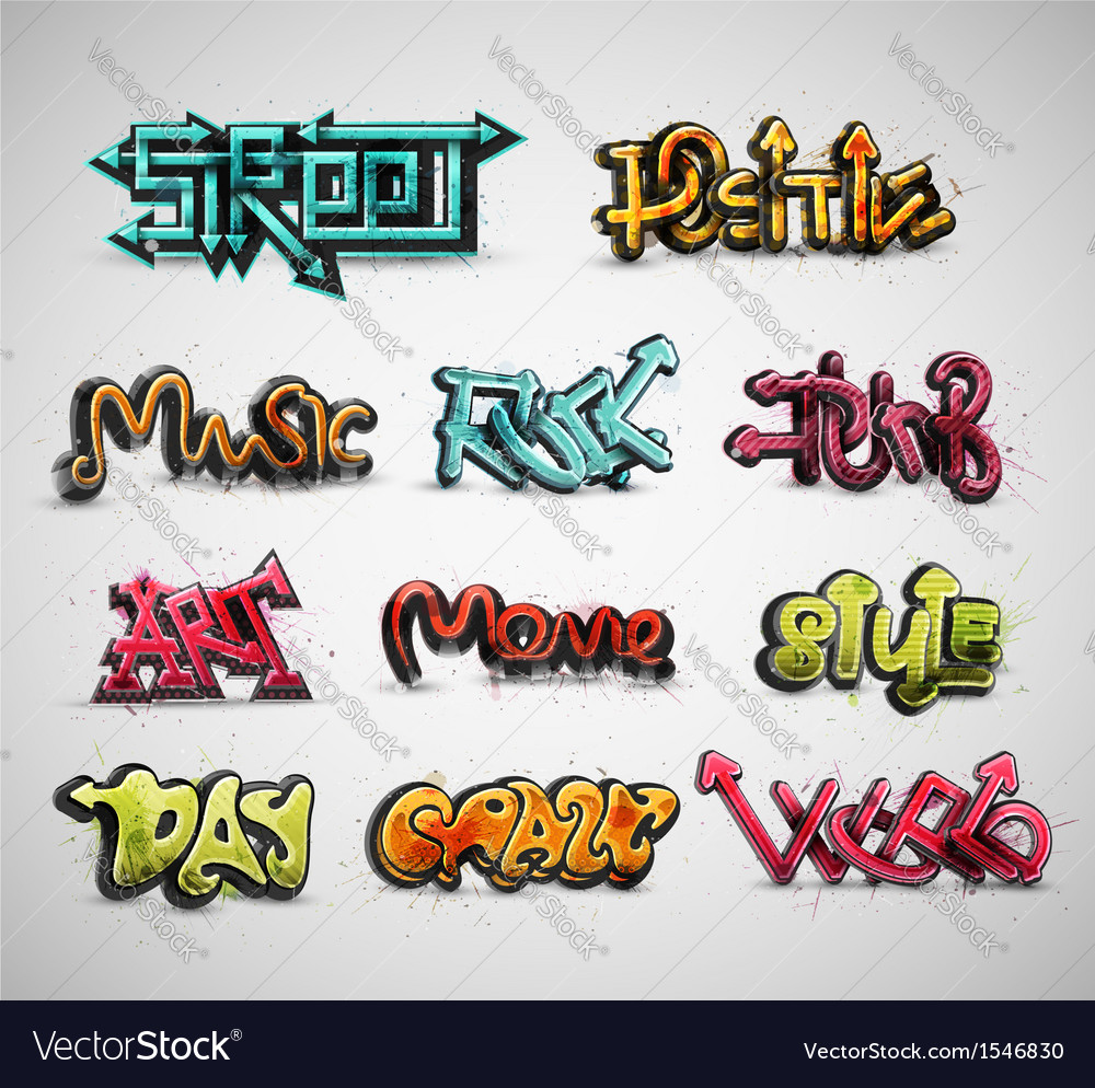 Set graffiti Royalty Free Vector Image - VectorStock