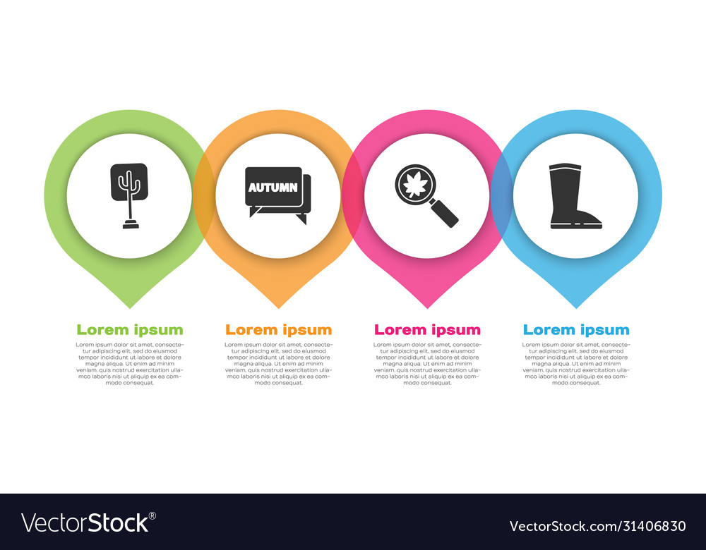 Set tree speech bubble with text autumn Royalty Free Vector