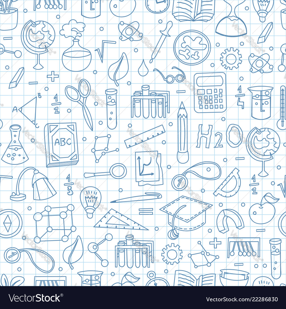 Simple lined back to school pattern with school Vector Image