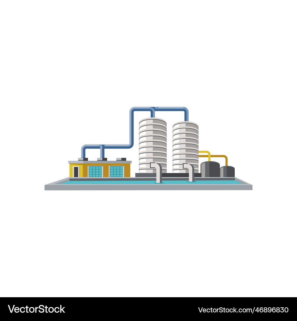 Water purification plant cartoon Royalty Free Vector Image