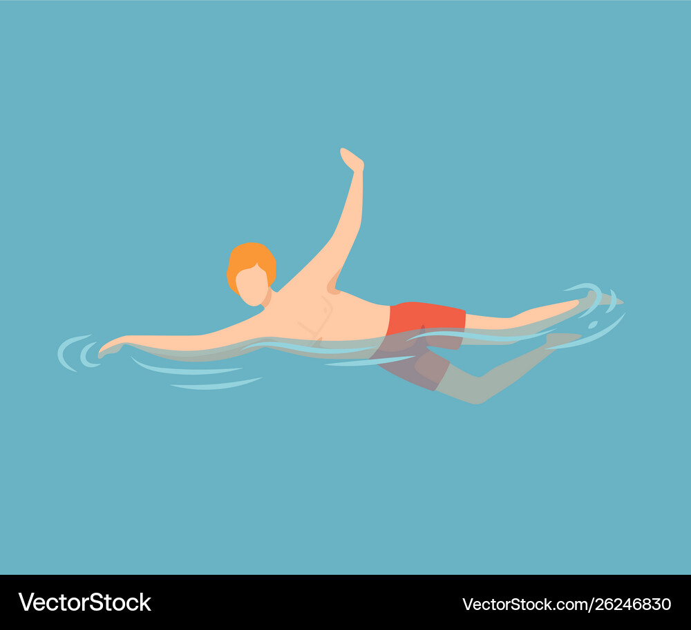 Young man swimming in water guy relaxing Vector Image