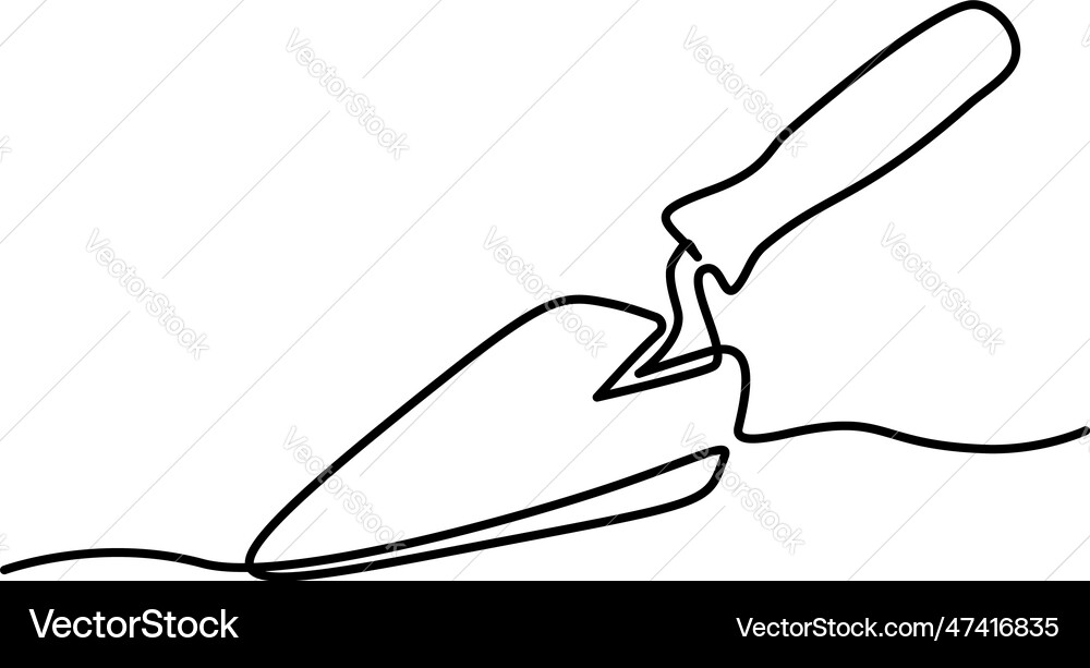 Bricklayer trowel continuous one line drawing Vector Image