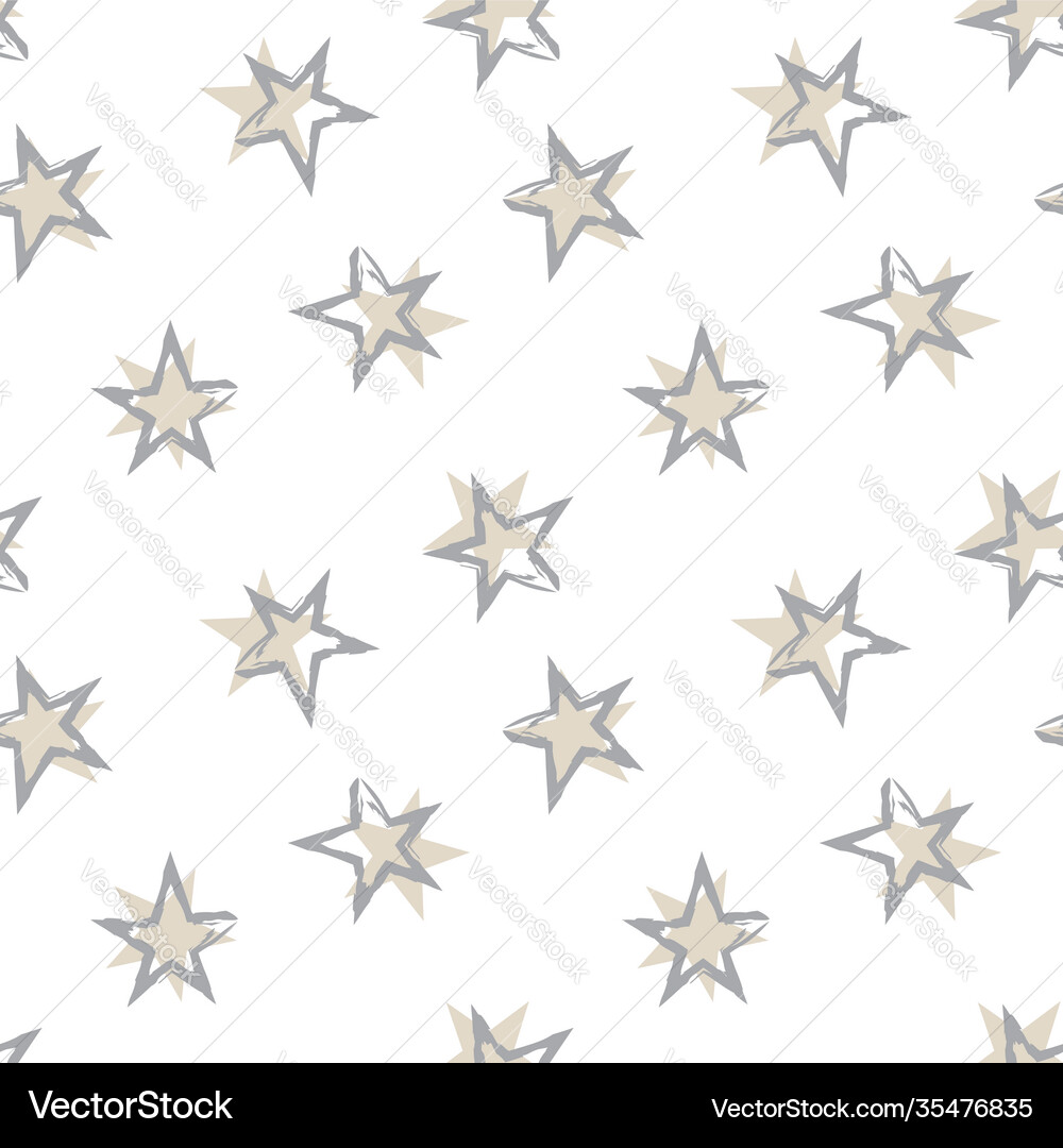 Brown stars brush stroke seamless pattern Vector Image