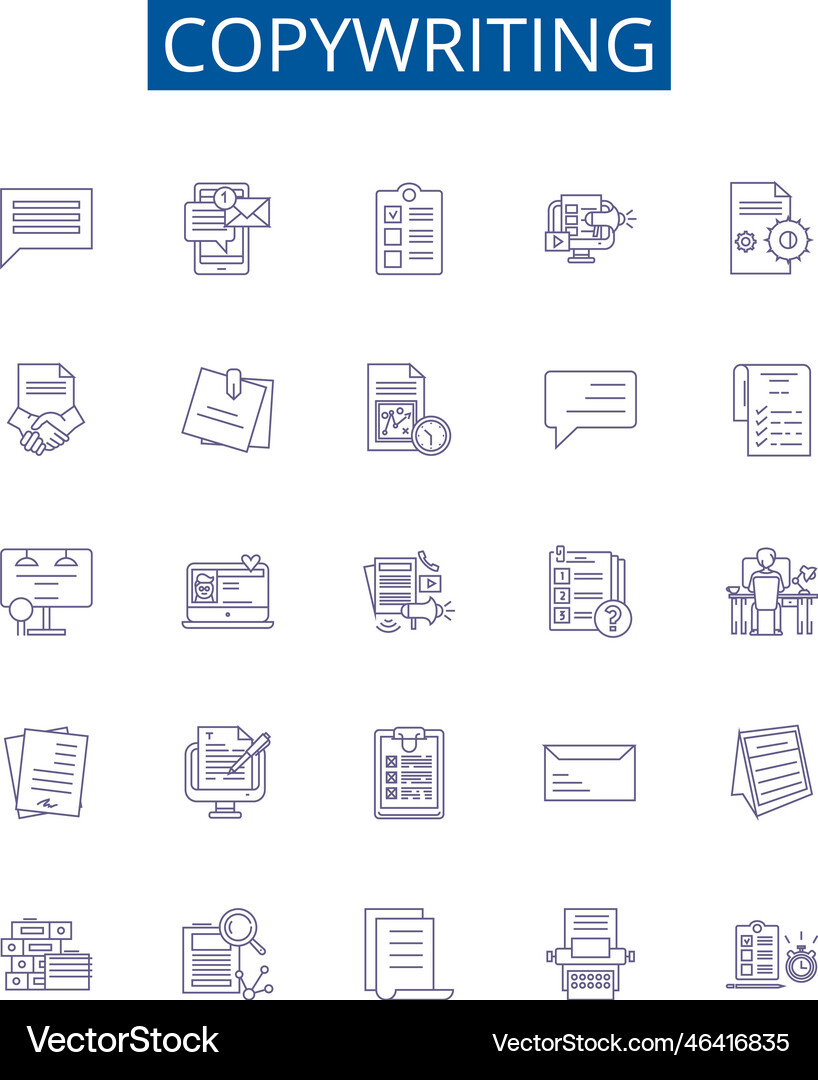 Copywriting line icons signs set design Royalty Free Vector