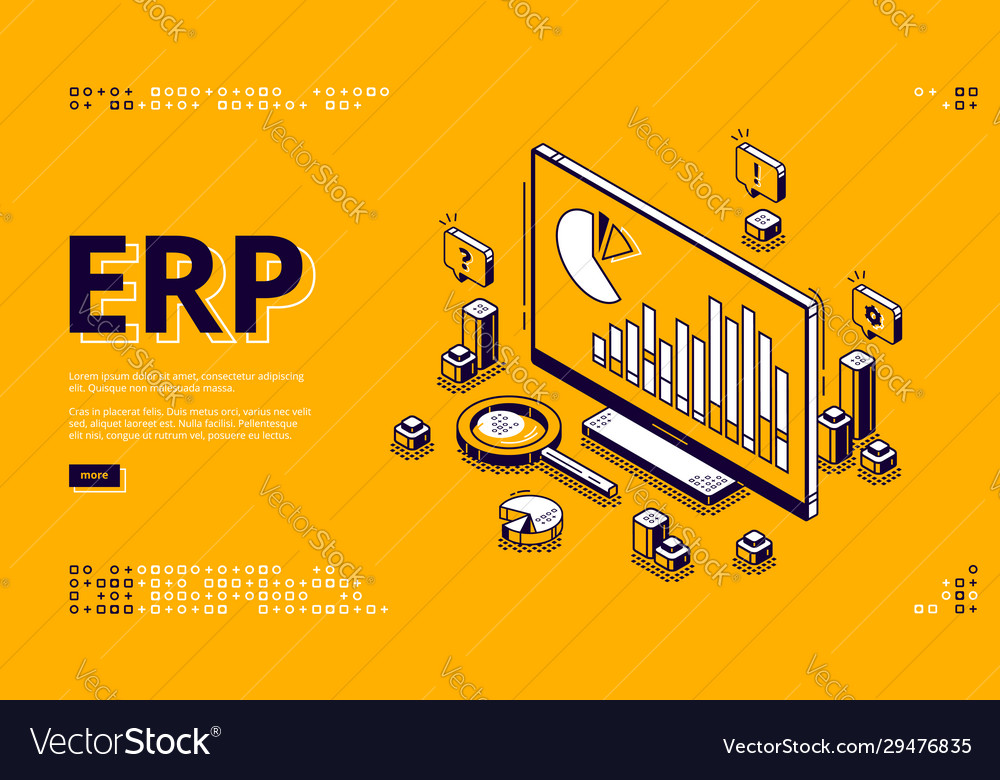 Erp enterprise resource planning isometric landing