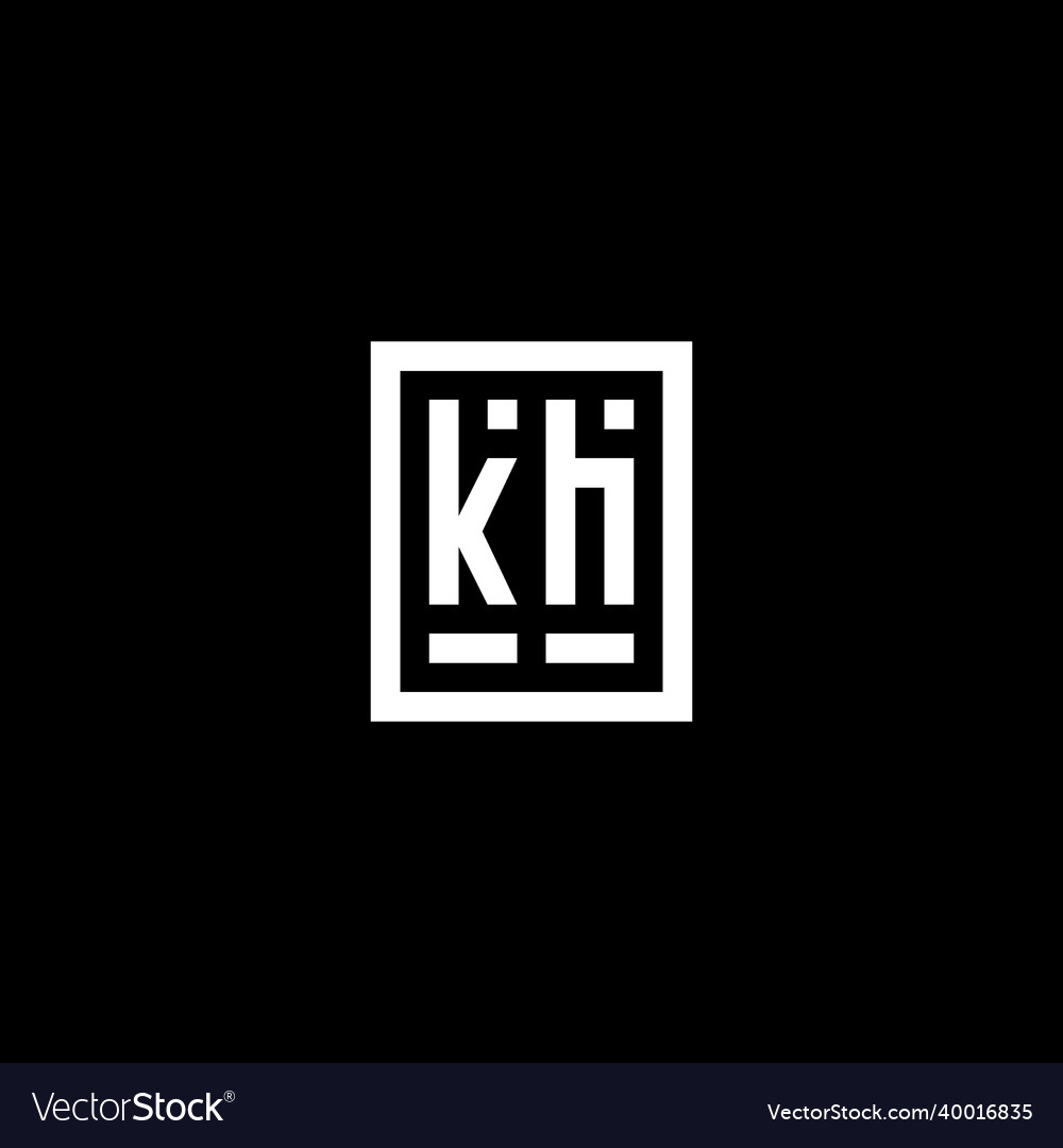 Kh initial logo with square rectangular shape Vector Image