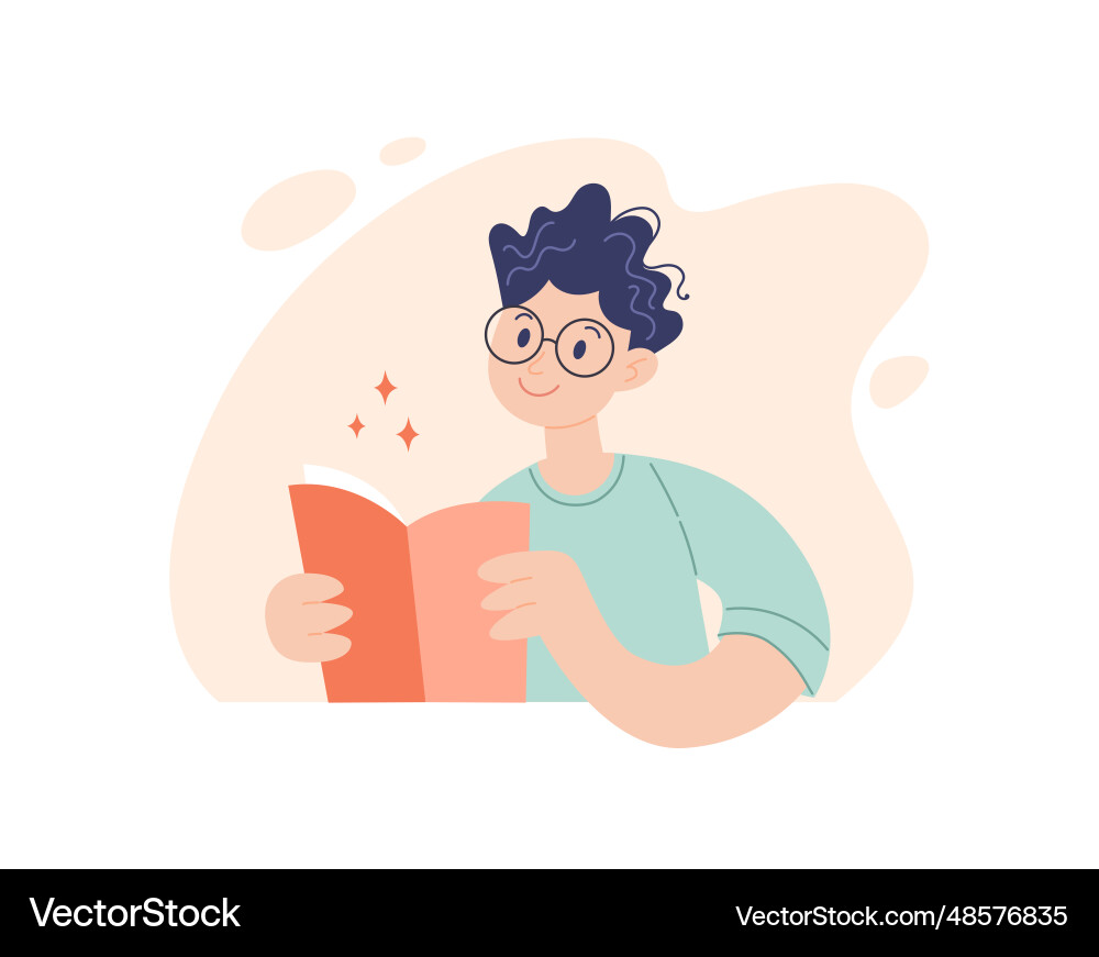 Man reading concept young positive man sitting Vector Image