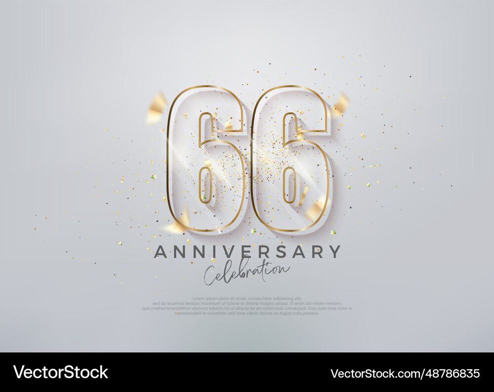 Modern number 66th with unique glass numerals Vector Image