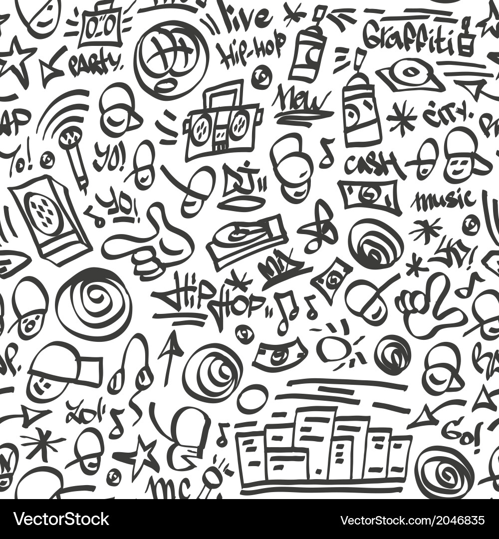 Raphip hop symbols - seamless background Vector Image