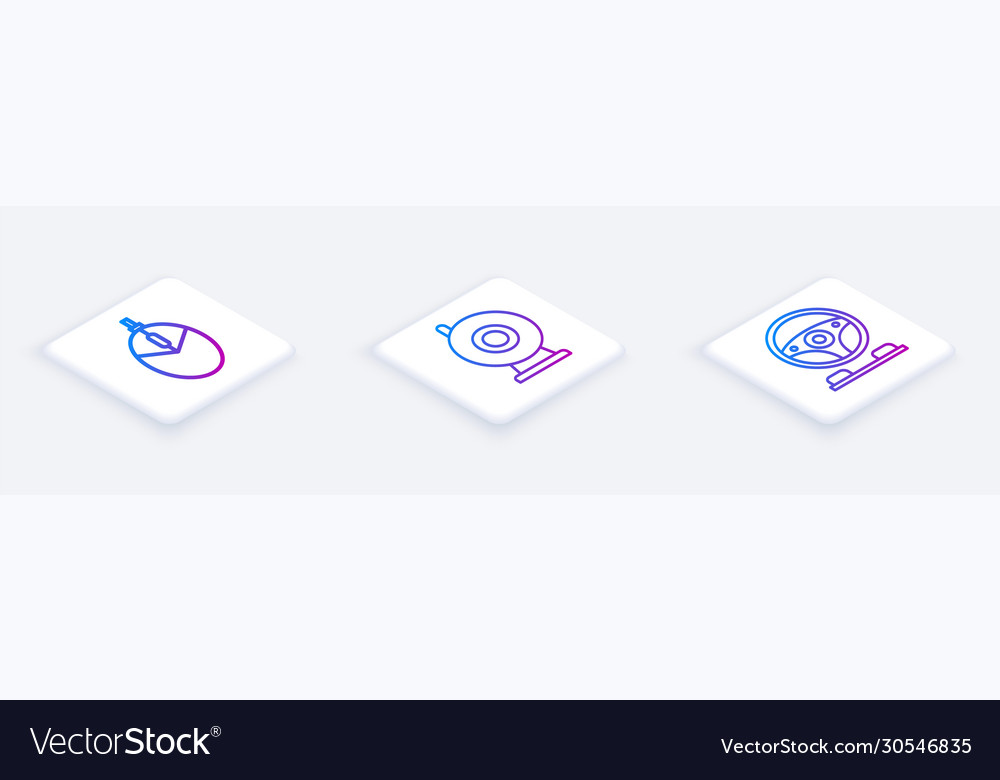 Set isometric line computer mouse gaming web Vector Image