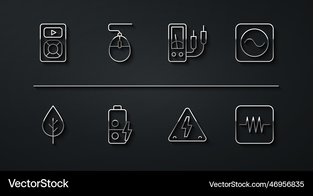 Set line music player leaf eco symbol ac voltage Vector Image