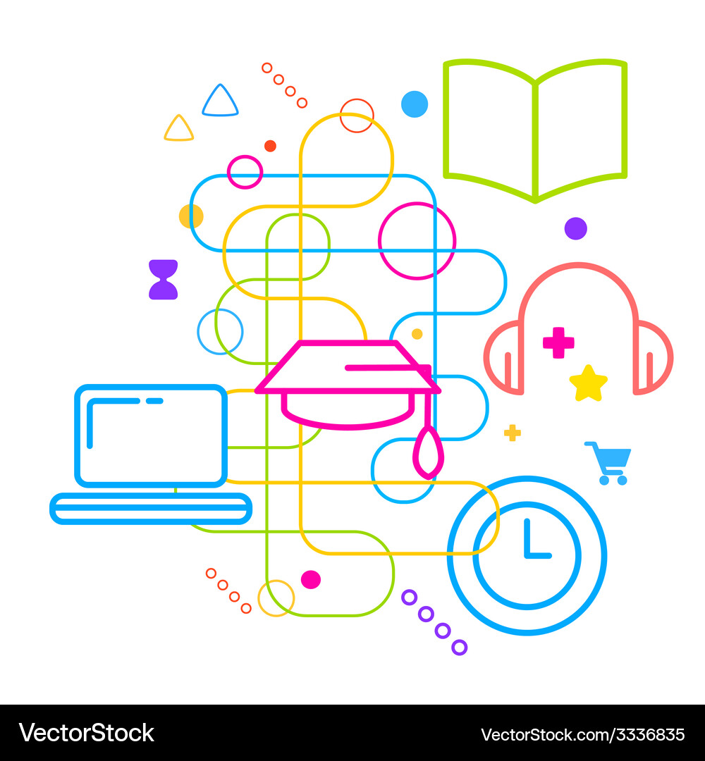 Symbols higher education on abstract colorful Vector Image