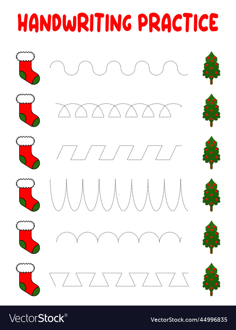 Tracing lines handwriting practice Royalty Free Vector Image