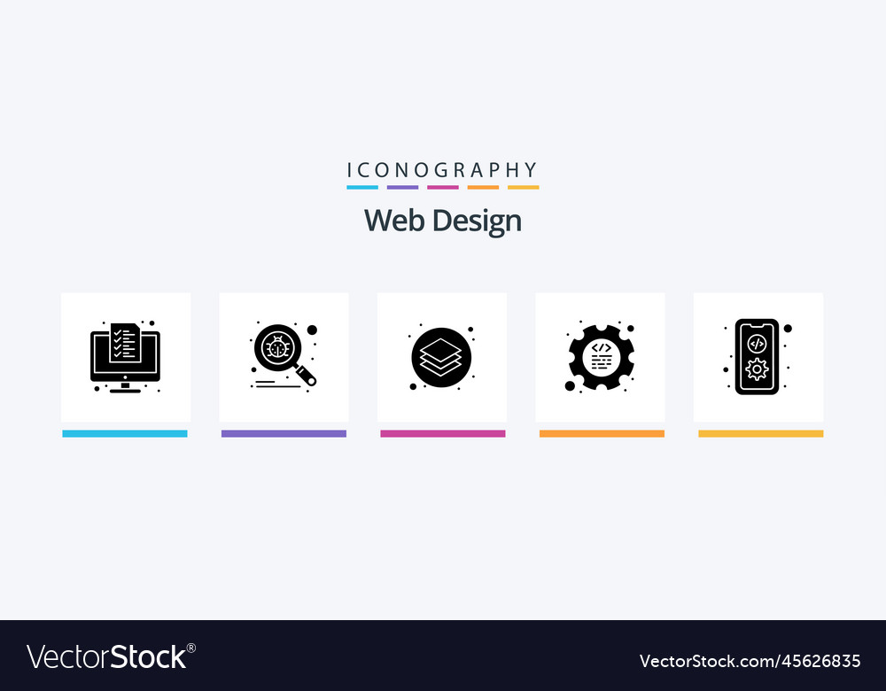 Web design glyph 5 icon pack including Royalty Free Vector
