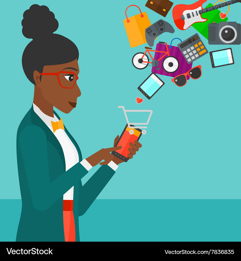 Woman making purchases online Royalty Free Vector Image
