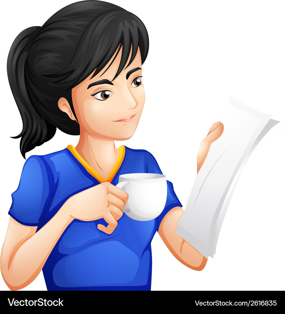 Woman reading paper Royalty Free Vector Image - VectorStock