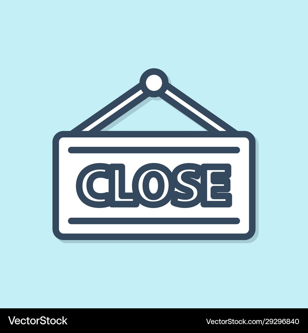 Blue line hanging sign with text closed icon Vector Image