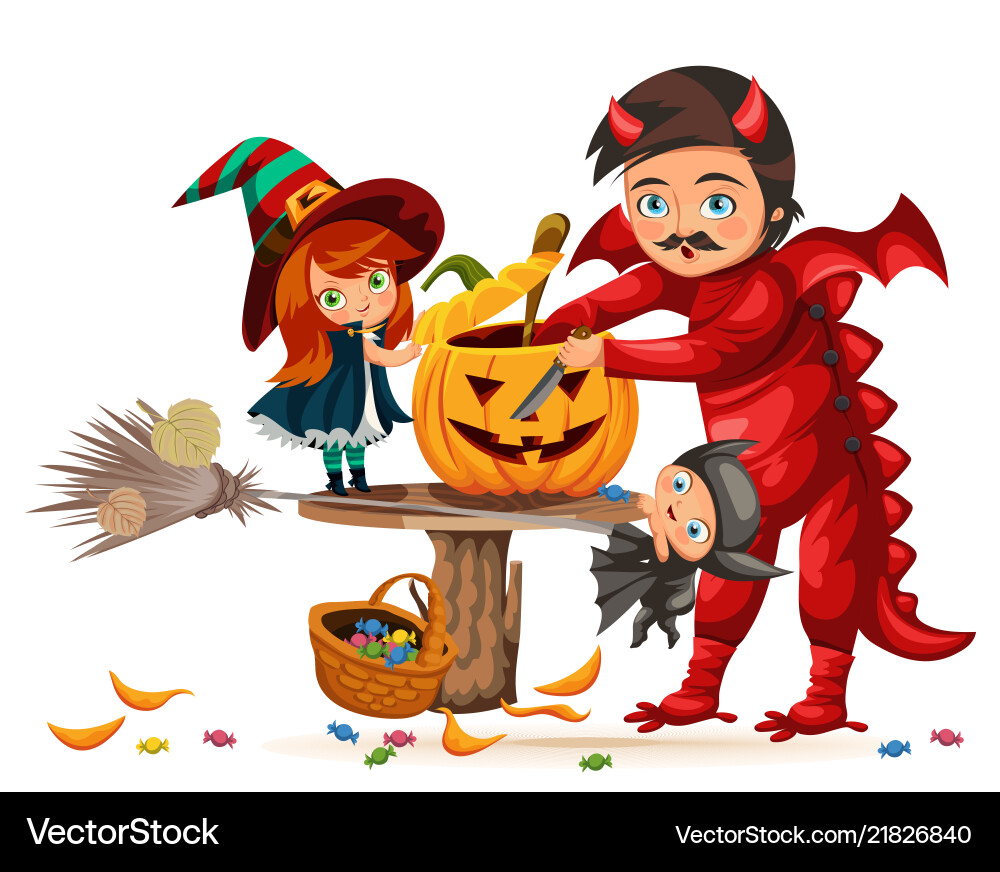 Carving halloweens pumpkin Royalty Free Vector Image