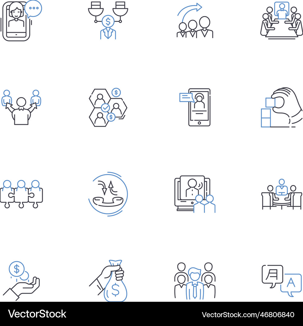 Digital literacy line icons collection technology Vector Image