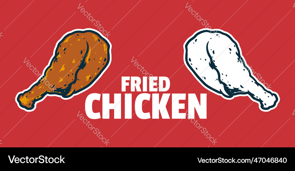 Fried chicken - drawing black and white colors Vector Image
