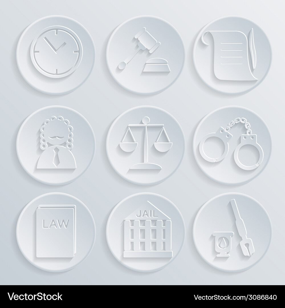 Law judge icon set justice sign Royalty Free Vector Image