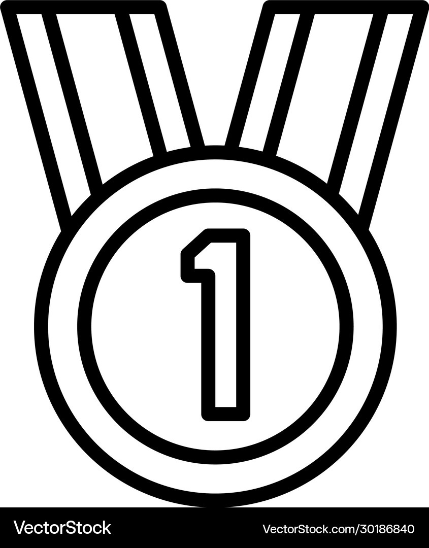 Medal number one line style icon Royalty Free Vector Image