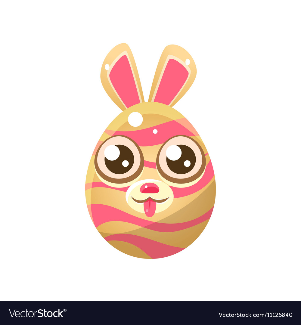 Pink and cream stripy egg shaped easter bunny Vector Image