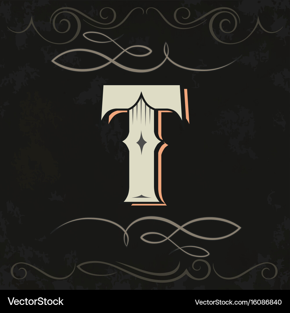 Retro style western letter design t Royalty Free Vector