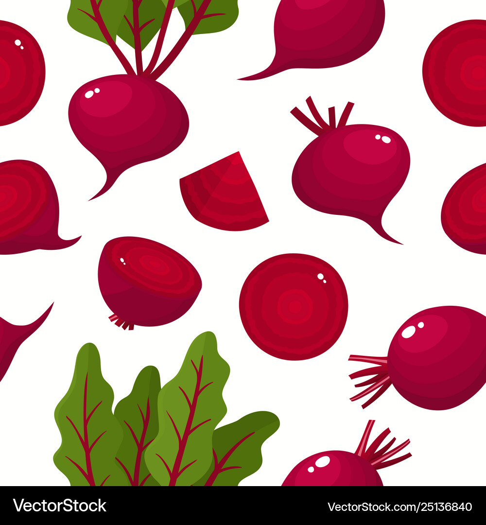 Seamless pattern with cartoon beets Royalty Free Vector