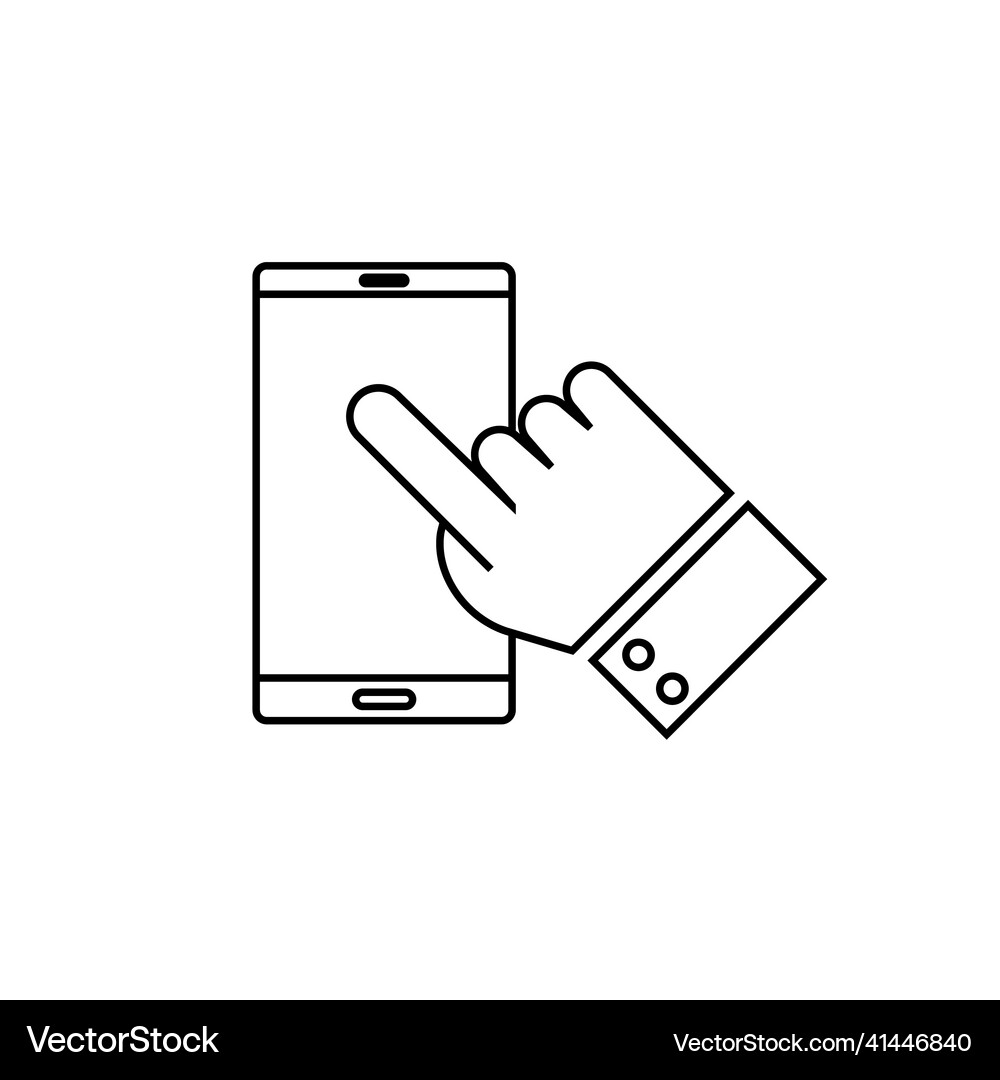 Smartphone touchscreen tap outline icon line sign Vector Image