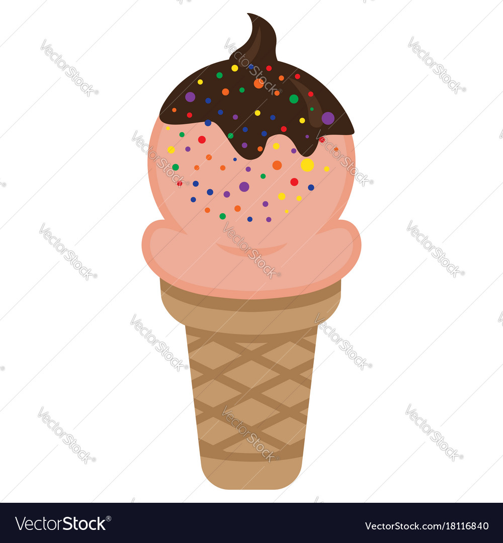 Strawberry ice cream in wafer chocolate topping Vector Image Strawberry ice cream in wafer chocolate topping Vector Image